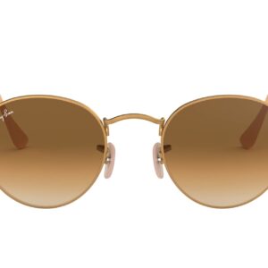 Ray-Ban Rb3447 Round Metal Sunglasses, Matte Gold/Clear Gradient Brown, 50 mm