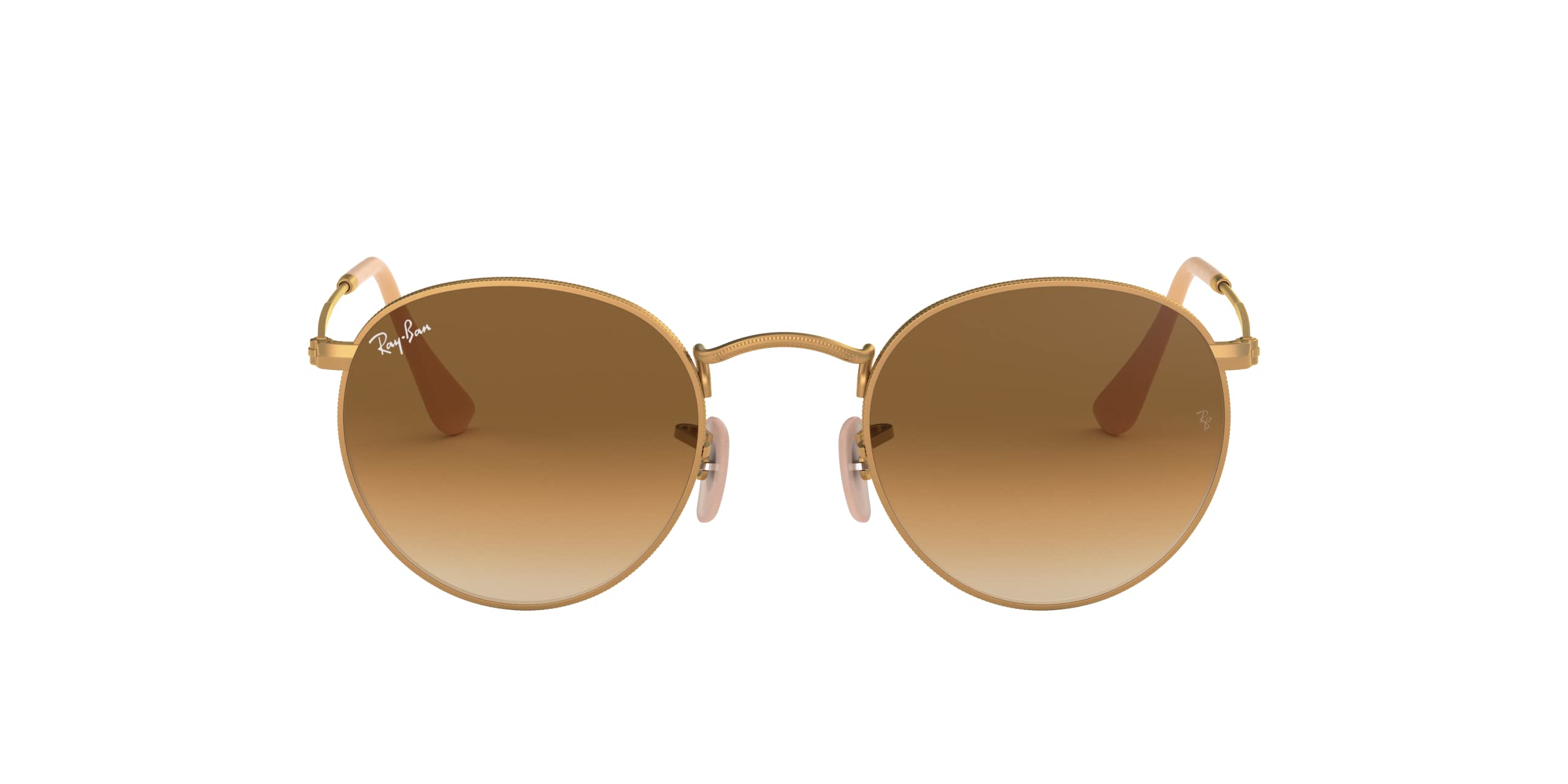 Ray-Ban Rb3447 Round Metal Sunglasses, Matte Gold/Clear Gradient Brown, 50 mm