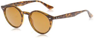 ray-ban rb2180 round sunglasses, light havana/polarized brown, 49 mm