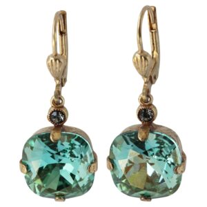 catherine popesco goldtone crystal round earrings, ocean green 6556g