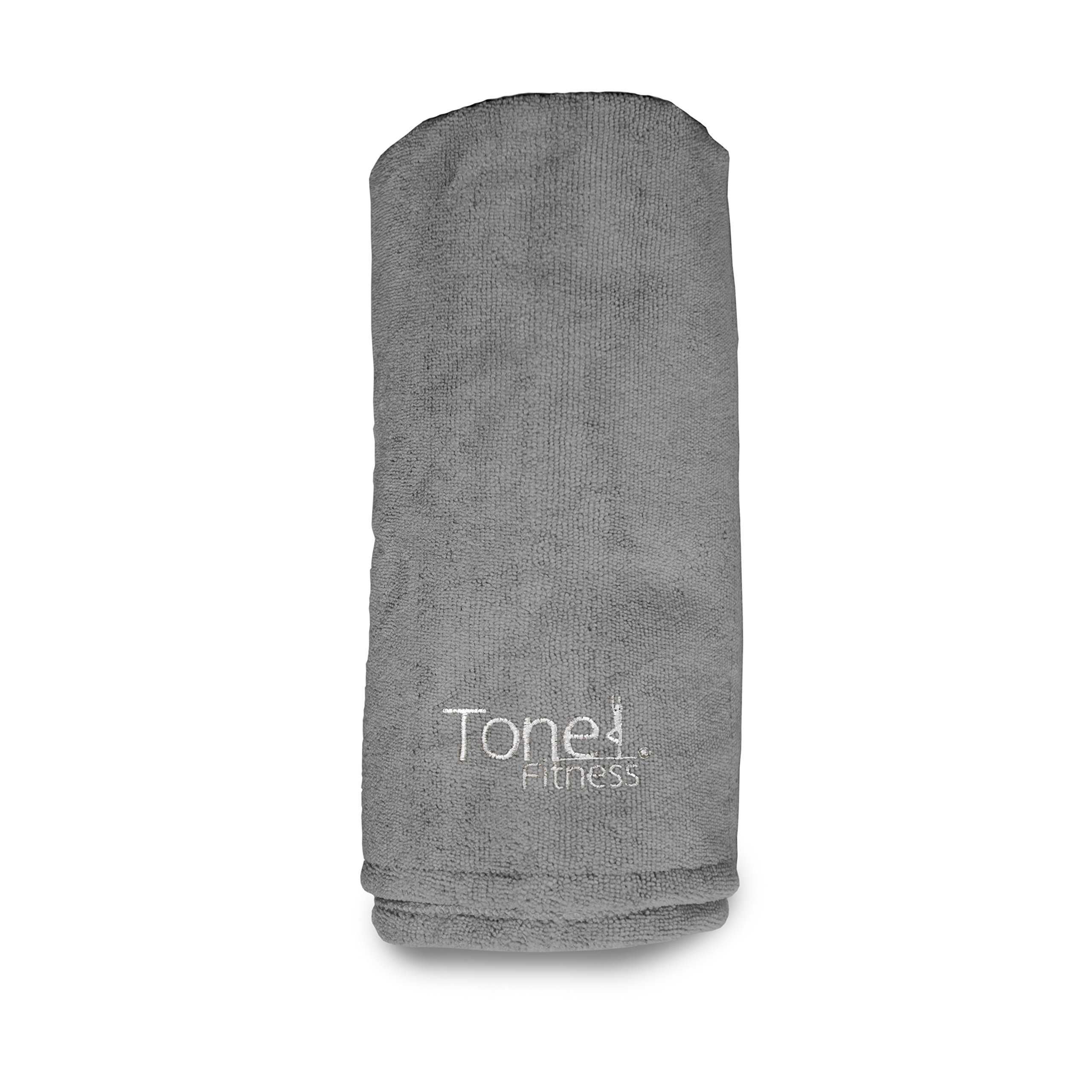 Tone Fitness Long Yoga Mat Towel, 24" x 68", Gray