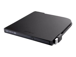 buffalo mediastation portable dvd drive/external, plays and burns dvds and cds with usb connection. m-disc support. compatible with laptop, desktop p