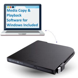 buffalo mediastation portable blu-ray drive/external, plays and burns blu-rays, dvds, and cds with usb connection. compatible with laptop, desktop pc and mac.