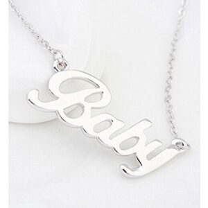 AIHIQI Fashion White Chain Letter Pendant Choker Necklace (Baby Letter)