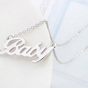 AIHIQI Fashion White Chain Letter Pendant Choker Necklace (Baby Letter)