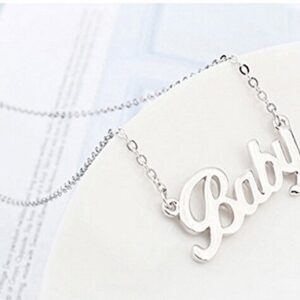 AIHIQI Fashion White Chain Letter Pendant Choker Necklace (Baby Letter)