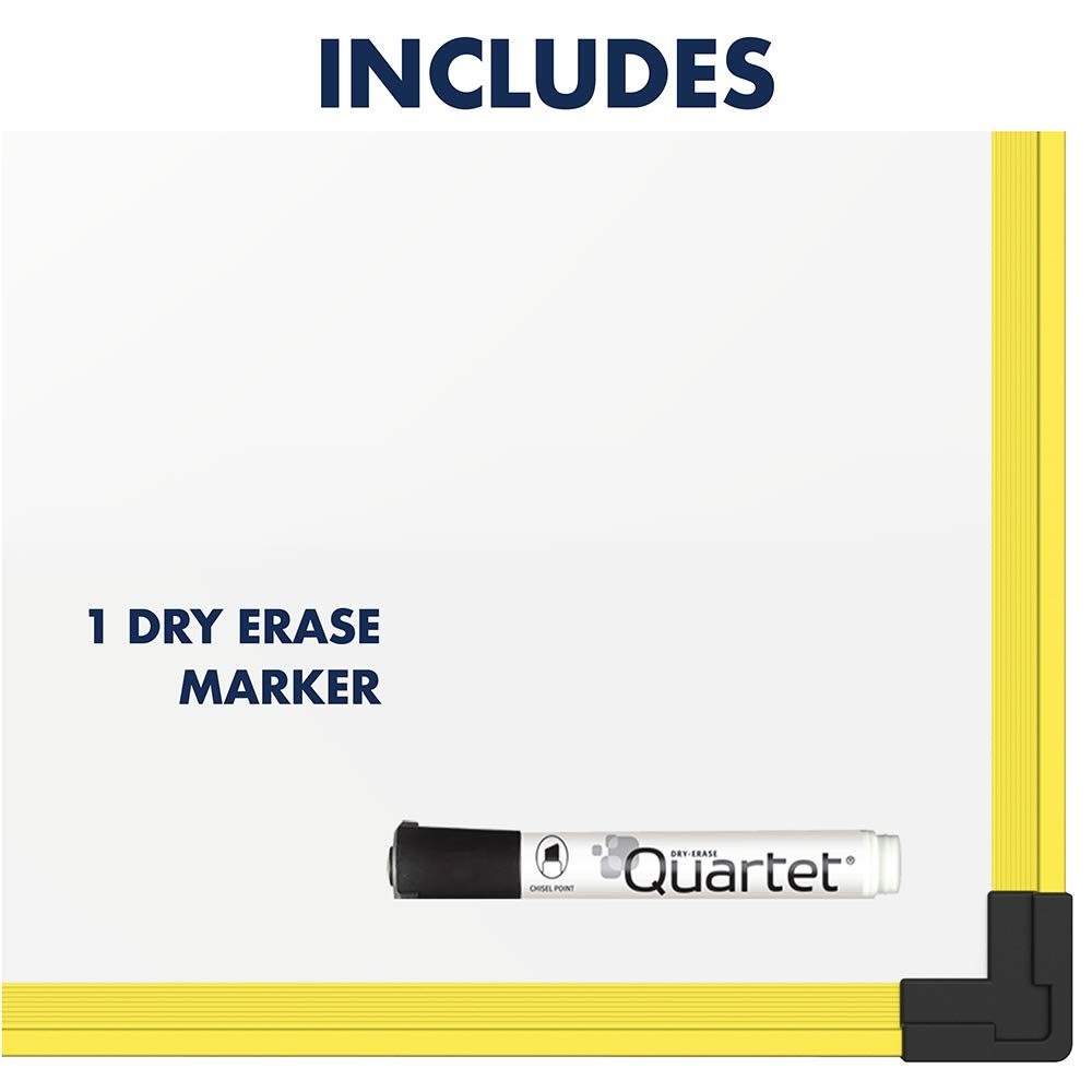 Quartet Dry Erase, Whiteboard/White Board, Magnetic, Aluminum, 6' x 4', Industrial Yellow Frame (724127)