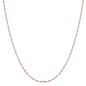 jewelry affairs 14k rose solid real gold singapore chain necklace, 1.0mm, 18"