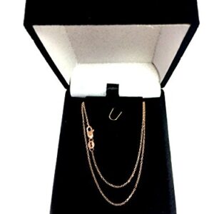 Jewelry Affairs 14k Rose Solid Real Gold Cable Link Chain Necklace, 0.8mm, 16"