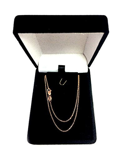 Jewelry Affairs 14k Rose Solid Real Gold Cable Link Chain Necklace, 0.8mm, 16"