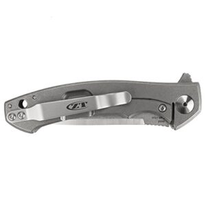 Zero Tolerance (0450); With 3.25” DLC-Coated S35VN Stainless Steel Blade, All-Black Carbon Fiber and Titanium Handle Scales, KVT Ball-Bearing Opening, Frame Lock Reversible Pocketclip; 2.45 OZ., Silver, Small