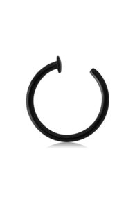 316l surgical steel black-tone open nose ring 9/32" - 7mm hoop 18g