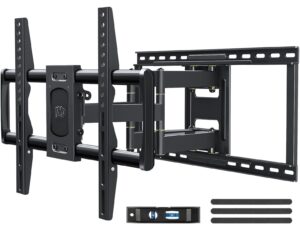 mounting dream ul listed tv wall mount bracket for most 42-90 inch tvs, full motion tv mount with articulating arms, max vesa 600x400mm and 132 lbs, fits 16", 18", 24" studs, md2298