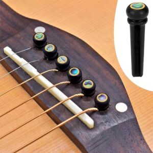 Blisstime 6pcs Ebony Guitar Pins Inlaid Abalone Dot Acoustic Guitar Replacement Parts