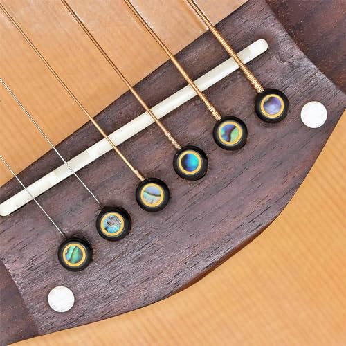 Blisstime 6pcs Ebony Guitar Pins Inlaid Abalone Dot Acoustic Guitar Replacement Parts