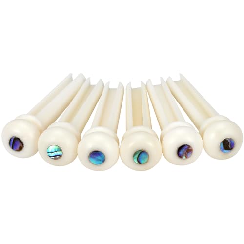 Blisstime 6pcs Guitar Bone Bridge Pins Replacement Parts with Abalone Dot