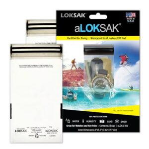 loksak - aloksak waterproof cellphone dry bags - airtight underwater phone pouch - touch screen compatible - diving certified (2-pack - 3in x 6in)