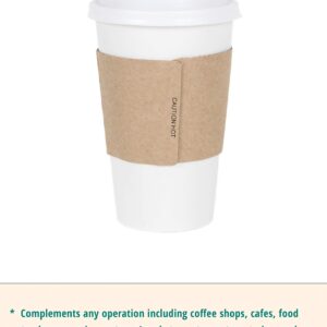 CucinaPrime 100 Pack Paper Coffee Hot Cups WHITE with Travel Lids and Sleeves - 16OZ