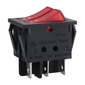 baomain boat rocker switch red light illuminated ac 16a/250v 16a/125v 6 pin dual dpdt on/off ur list (1pcs)