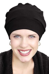 headcovers unlimited 100% cotton three seam turban | chemo turbans for cancer patients black