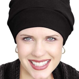 Headcovers Unlimited 100% Cotton Three Seam Turban | Chemo Turbans for Cancer Patients Black