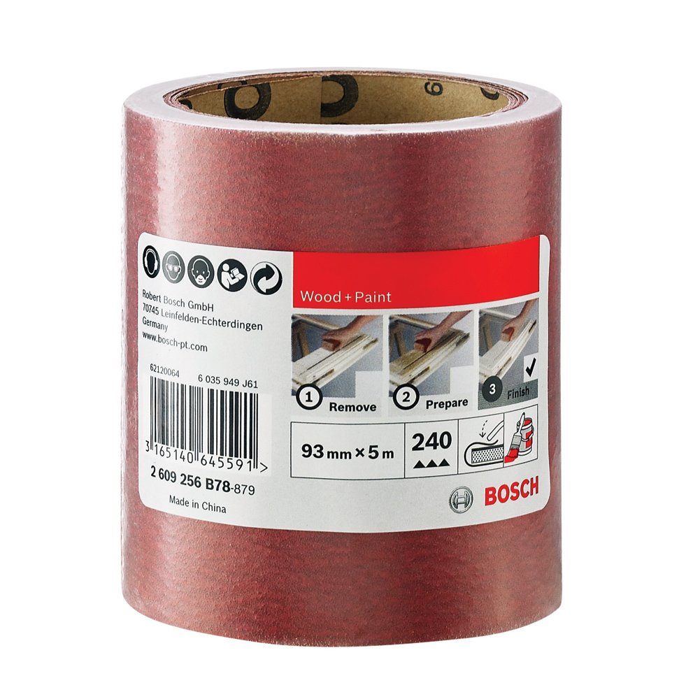 Bosch Red 93 mm x 5 m/Grit K240 Sanding Roll, 2609256B78