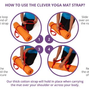 Clever Yoga Mat Strap Sling Adjustable Made With The Best, Durable Cotton – Comes With Our Special “Namaste” (Black)