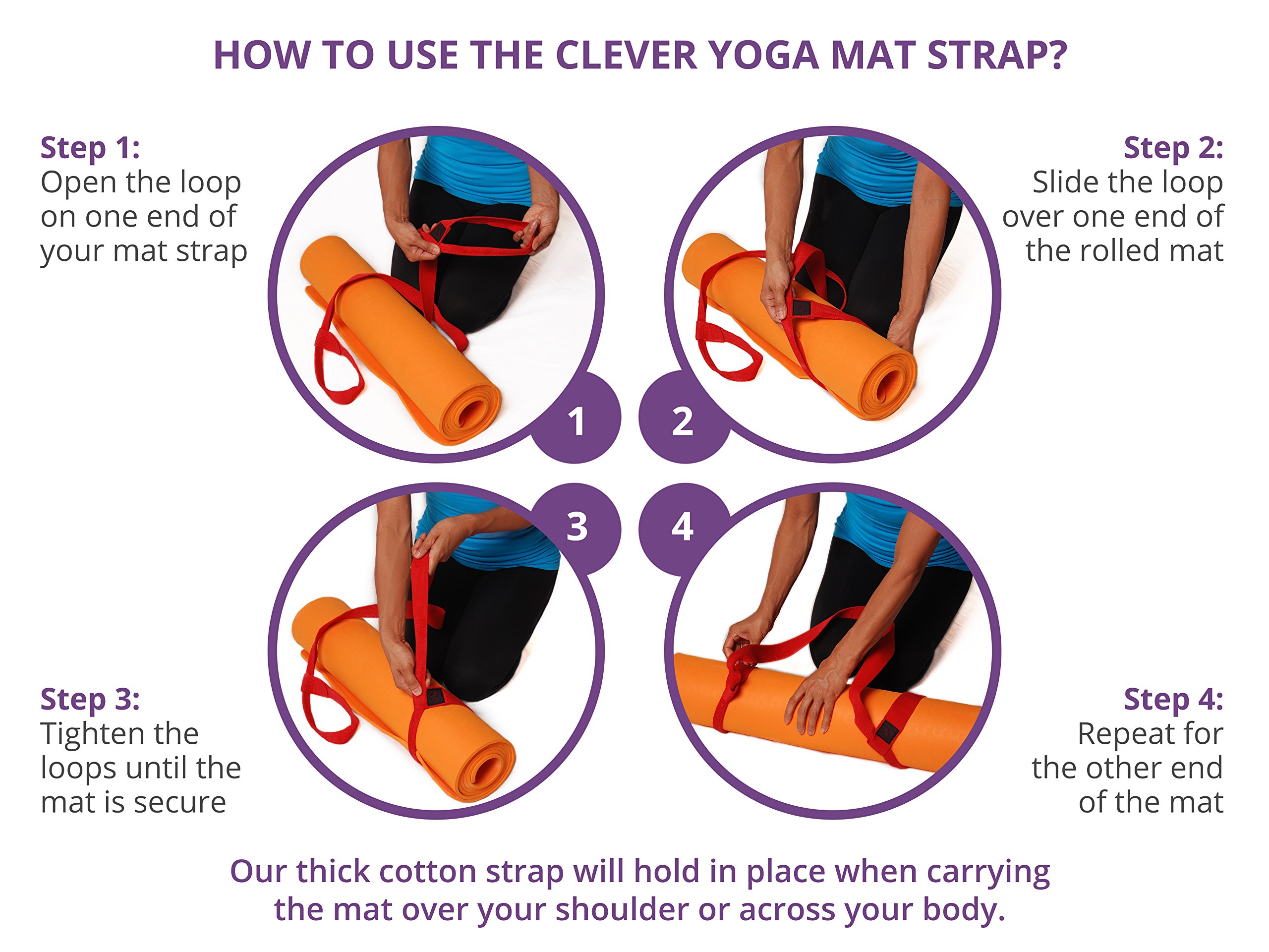 Clever Yoga Mat Strap Sling Adjustable Made With The Best, Durable Cotton – Comes With Our Special “Namaste” (Black)