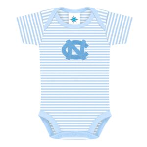 creative knitwear university of north carolina tar heels striped newborn baby bodysuit,3-6 months,carolina blue/white