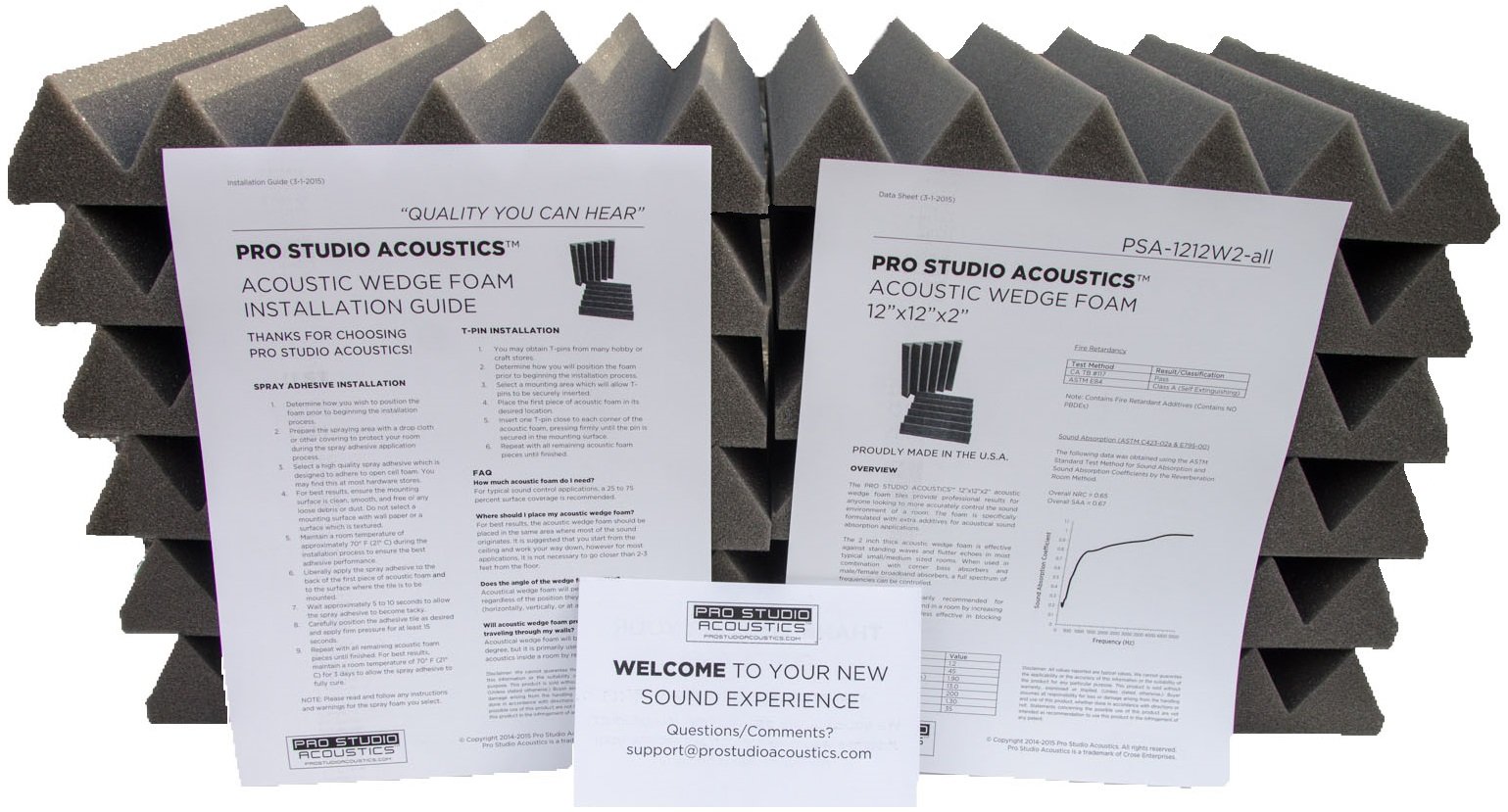 Pro Studio Acoustics - Charcoal - 12"x12"x2" Acoustic Wedge Foam Absorption Soundproofing Tiles - 12 Pack