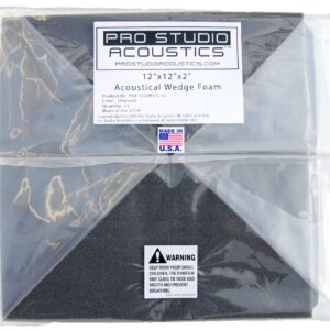 Pro Studio Acoustics - Charcoal - 12"x12"x2" Acoustic Wedge Foam Absorption Soundproofing Tiles - 12 Pack