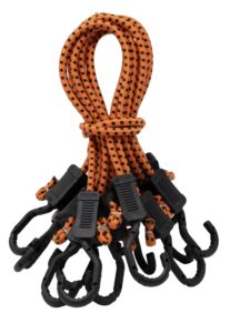 kotap mabc-24 all- purpose adjustable bungee cords with hooks, 24-inch, orange/black, 10 count