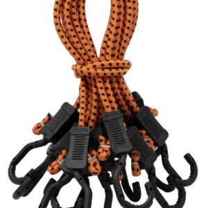 Kotap MABC-24 All- Purpose Adjustable Bungee Cords with Hooks, 24-Inch, Orange/Black, 10 Count