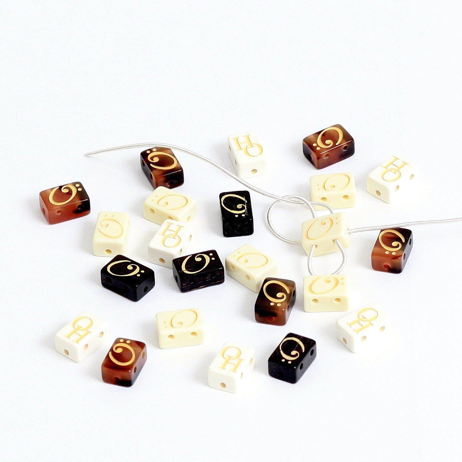 TSTGB TENOR String-Tie Tailpiece BridgeBeads Set for Classical or Flamenco Spanish Guitar, BLACK EBONY Color Bridge Beads.