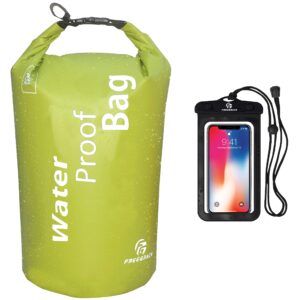 freegrace waterproof dry bag - lightweight dry sack with seals and waterproof case -float on water -keeps gear dry for kayaking, beach, rafting, boating, hiking, camping and fishing (10l, green)