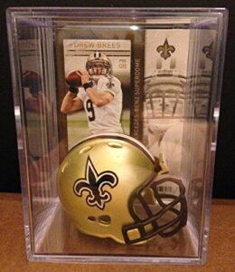 new orleans saints nfl helmet shadowbox w/drew brees card