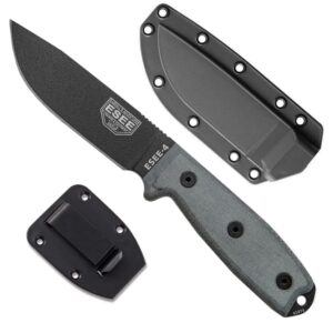 esee 4p survival knife – field tested fixed blade knife with molded polymer sheath & clip plate, full tang, plain edge – durable fixed blade knife with sheath for survival