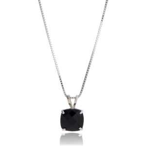 max + stone 925 sterling silver 8mm cushion cut december birthstone onyx solitaire pendant necklace for women with 18 inch box chain