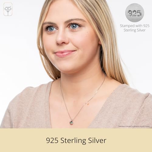 MAX + STONE 925 Sterling Silver 6mm Cushion Cut November Birthstone Citrine Solitaire Pendant Necklace for Women with 18 inch Box Chain