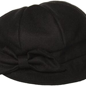 San Diego Hat Company Women's Wool Cap with Self Fabric Bow, Black, One Size