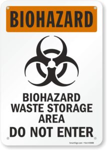 smartsign - s-6809-al-10 "biohazard - waste storage area, do not enter" sign | 7" x 10" aluminum