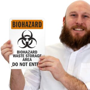 SmartSign - S-6809-AL-10 "Biohazard - Waste Storage Area, Do Not Enter" Sign | 7" x 10" Aluminum