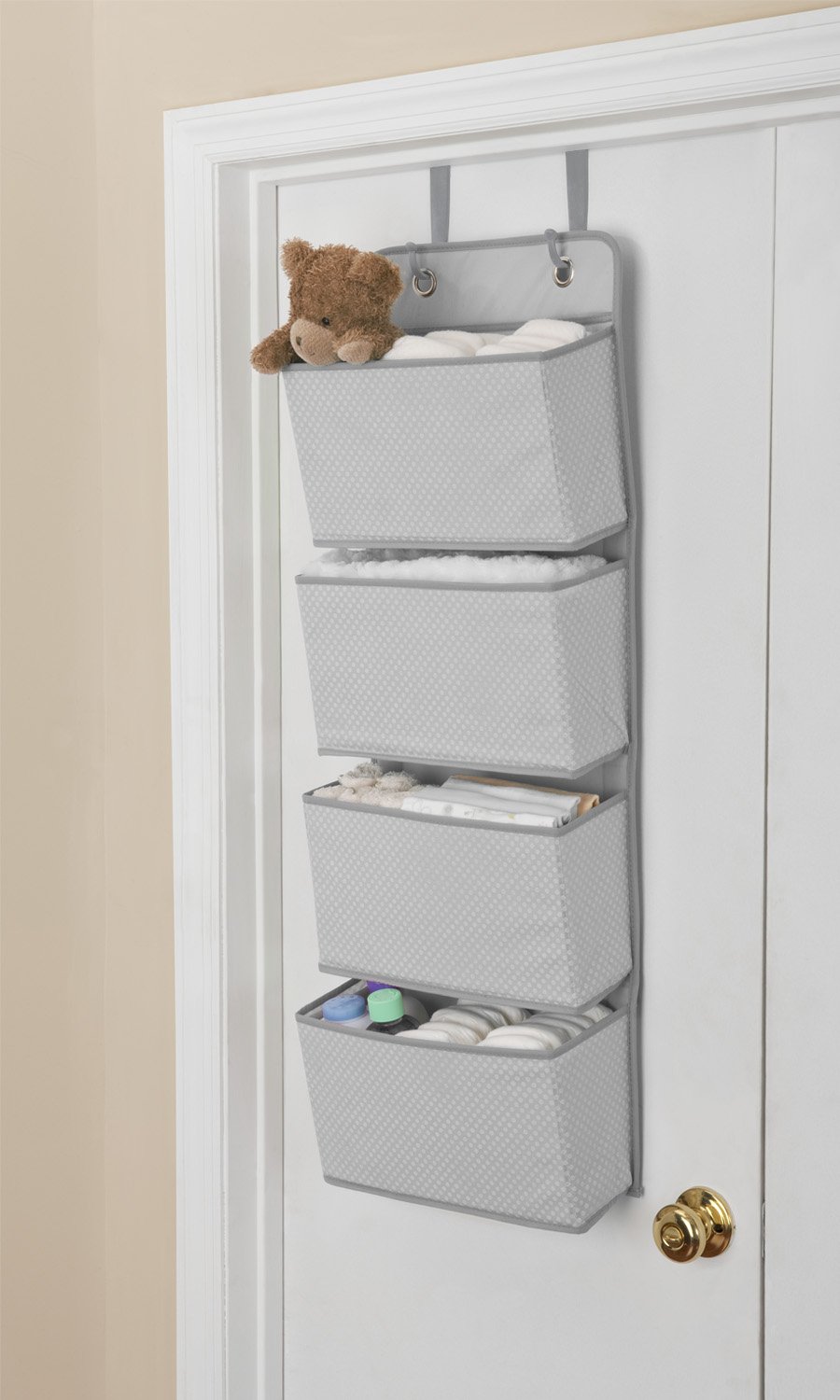 Delta Children 4 Pocket Over The Door Hanging Organizer, Dove Grey , 36x13x3.5 Inch (Pack of 1)