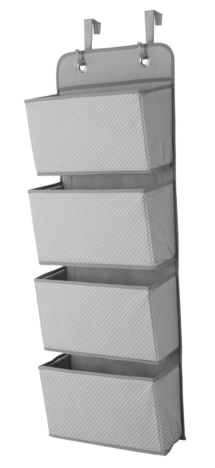 Delta Children 4 Pocket Over The Door Hanging Organizer, Dove Grey , 36x13x3.5 Inch (Pack of 1)