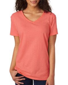 gildan women's softstyle v-neck t-shirt - xx-large - coral silk