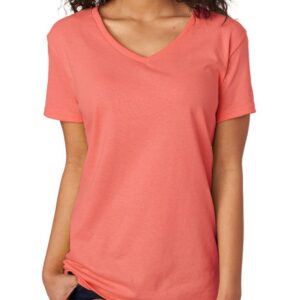 Gildan Women's Softstyle V-Neck T-Shirt - XX-Large - Coral Silk