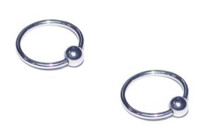 2x pieces 18 20 gauge 18g 20g 316l stainless steel circular captive bead ring cbr septum nipple tragus ring cartilage earring 1/4 5/16 3/8 7/16 1/2 inch set of 2 (18g-3/8" diameter-3mm bead)