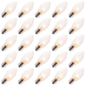 25 pack 7w clear incandescent e17 bulbs for christmas string lights - c9 replacement bulbs