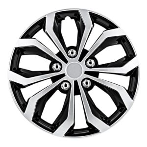 pilot automotive wh553-16s-bs 16 inch spyder black & silver universal hubcap wheel covers for cars - set of 4 - fits most cars