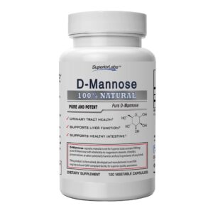 superior labs – best d-mannose nongmo dietary supplement – 500mg, 120 vegetable capsules – powerful prebiotic – boosts urinary tract health – supports digestive health & liver function